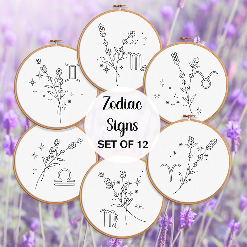 Embroidery Patterns for Zodiac Signs - Etsy