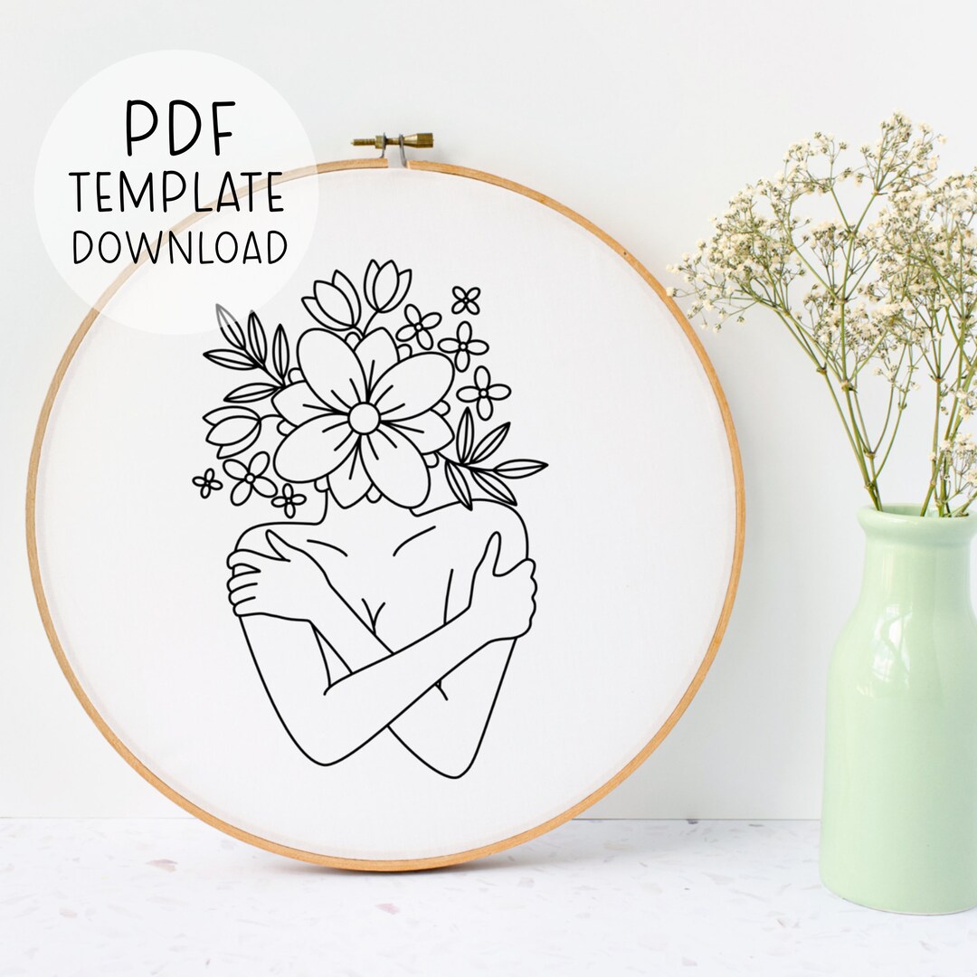 Floral Woman Embroidery Pattern Beginner Embroidery Hand Embroidery ...