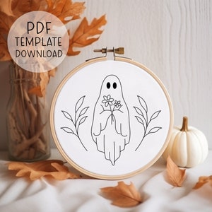 Cute Ghost Embroidery Pattern Download, Halloween Embroidery Pattern ...