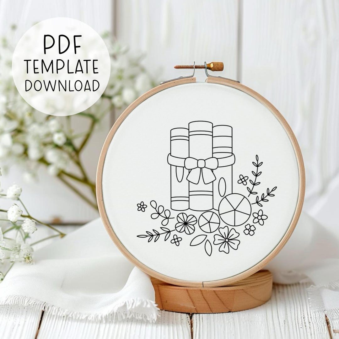 Book Lover Hand Embroidery Pattern, Reading Book Decor, Pattern ...