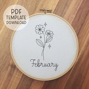 February Birth Flower Embroidery Pattern, Astrology Embroidery Pattern ...