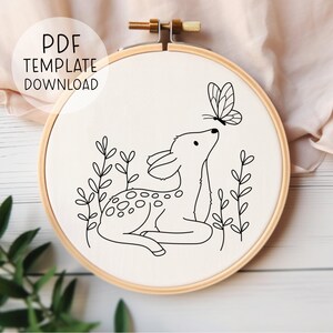 Deer Embroidery Pattern Instant Download, Fawn Embroidery Woodland ...