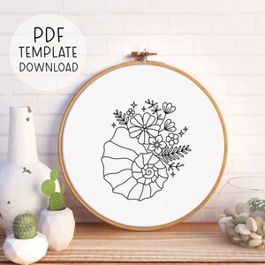 Pretty Shell Embroidery Design, Handmade Gift, Shell Needlepoint ...