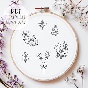 Printable Florals Embroidery Patterns Sheet, Pattern Flower Hand ...
