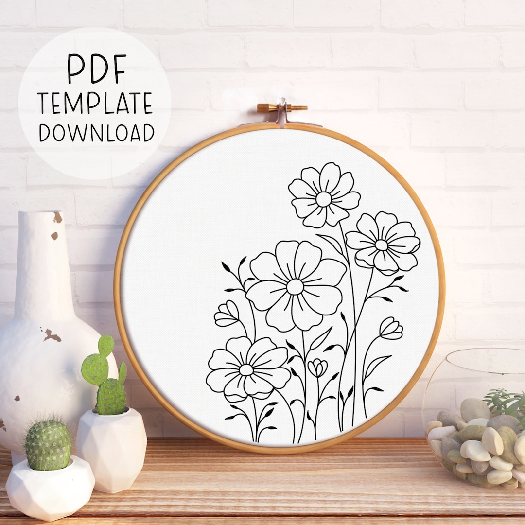 Wildflowers Embroidery Pattern Instant Download, Botanical Embroidery ...