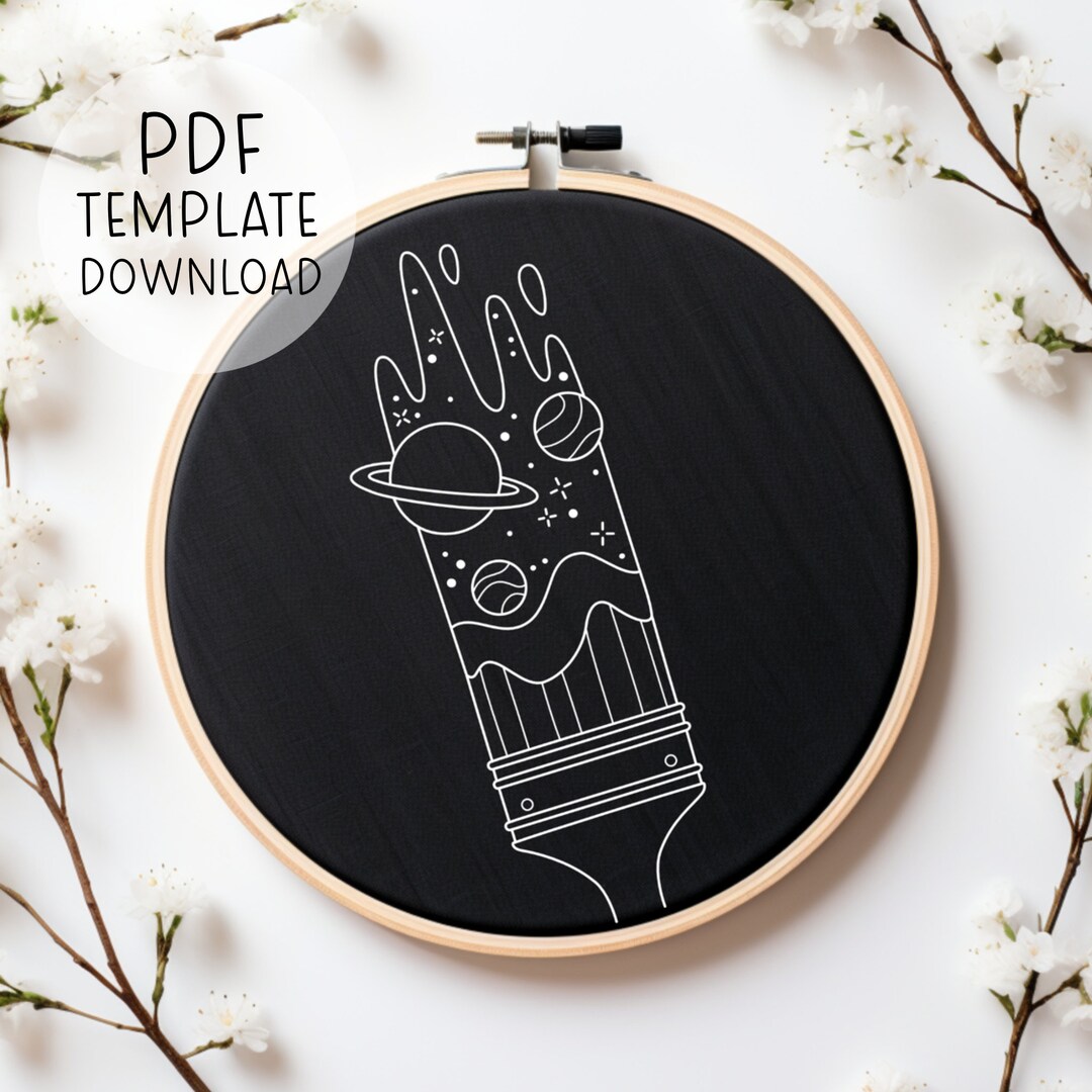 Galaxy Paint Brush Embroidery Pattern Beginner, Fun Hand Embroidery ...