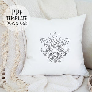 Floral Bee Embroidery Pattern, Stitching Art Pattern, Honeycomb ...