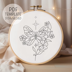 Butterfly Stars Embroidery Pattern Download, Butterflies Embroidery ...