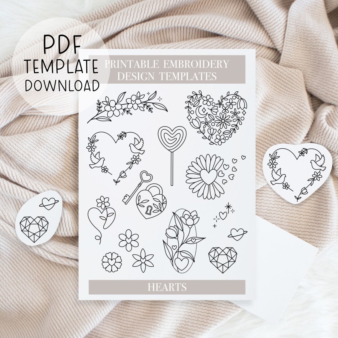 Printable Love Embroidery Patterns Sheet, Valentines Day Embroidery ...