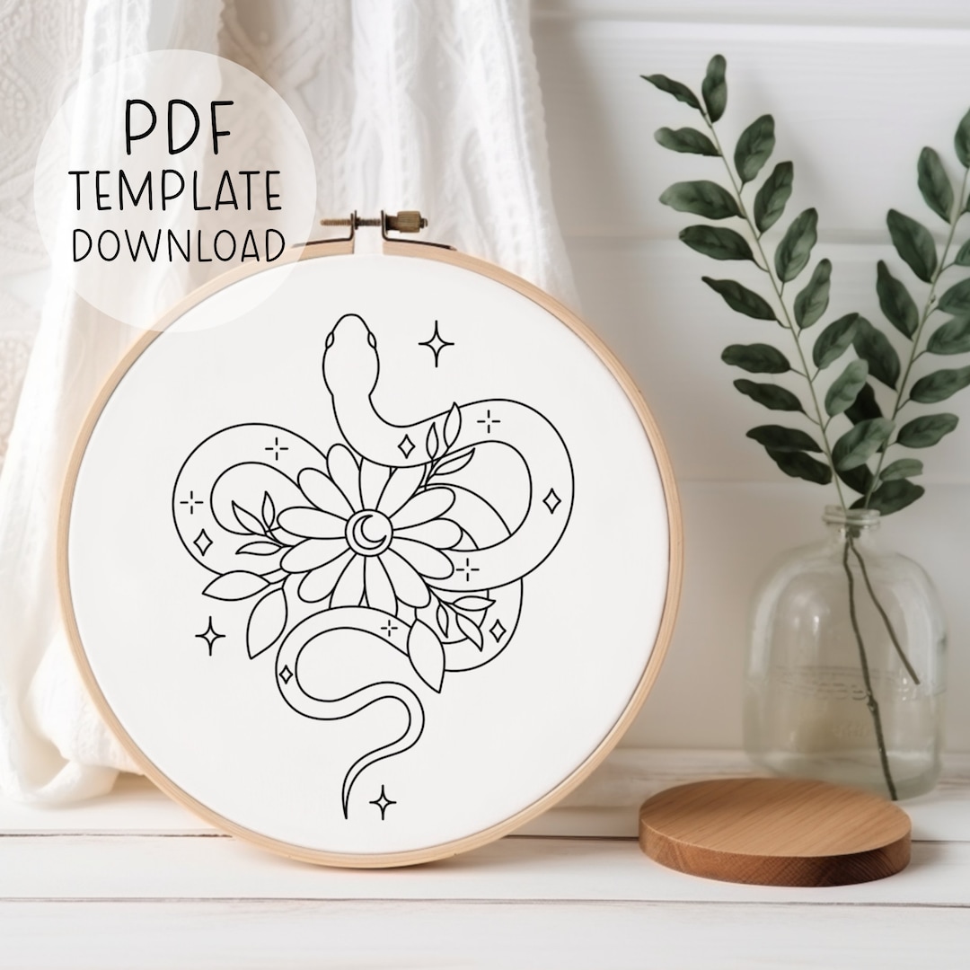 Celestial Snake Embroidery Pattern Download, Snakes Downloadable ...