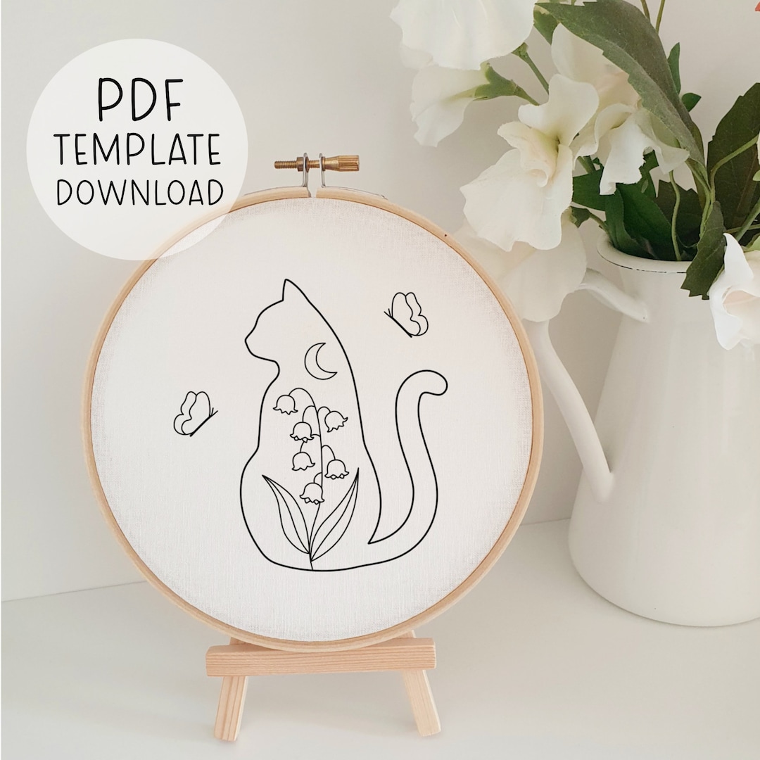 Simple Cat Embroidery Pattern, Cat Embroidery Instant Download, Cute ...