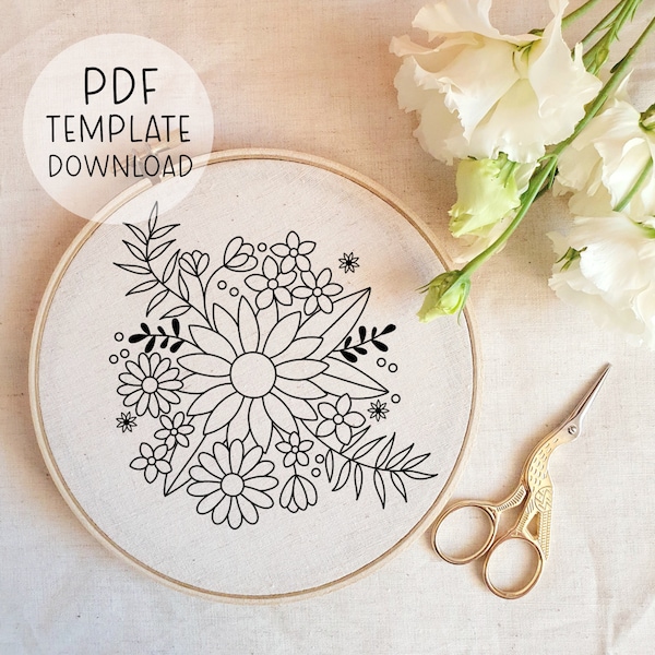 Floral Embroidery Pattern - Etsy