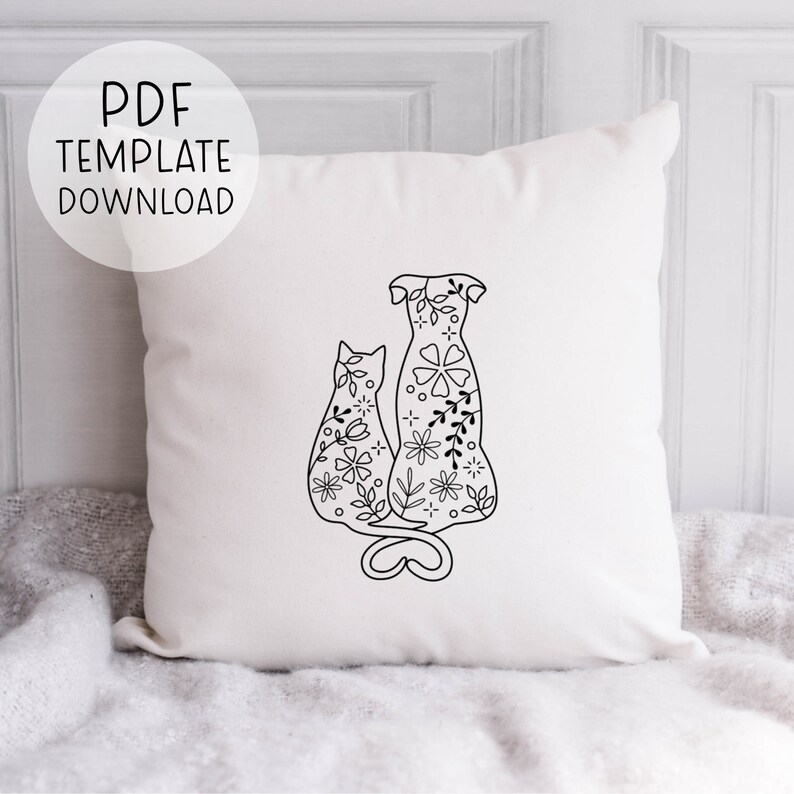 Cat and Dog Embroidery Pattern Download, Cat Embroidery, Dog Embroidery ...