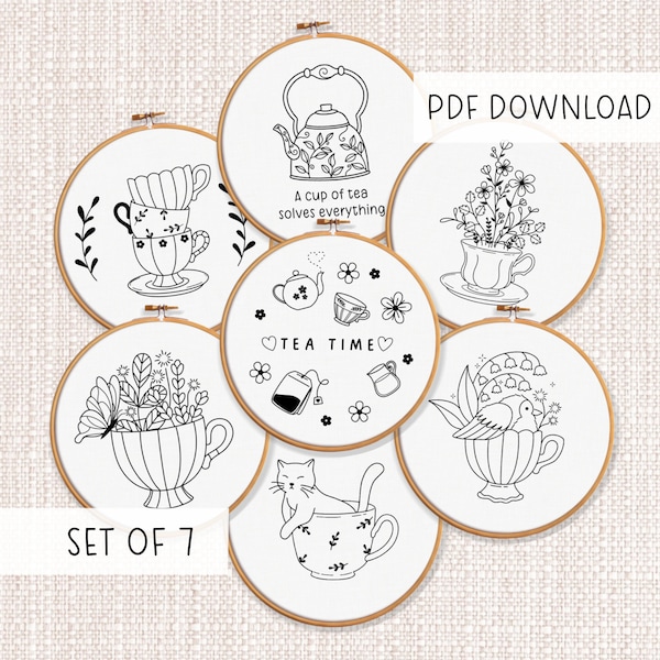 Tea Towel Embroidery Pattern - Etsy