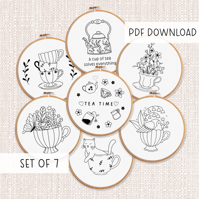 Tea Embroidery - Etsy