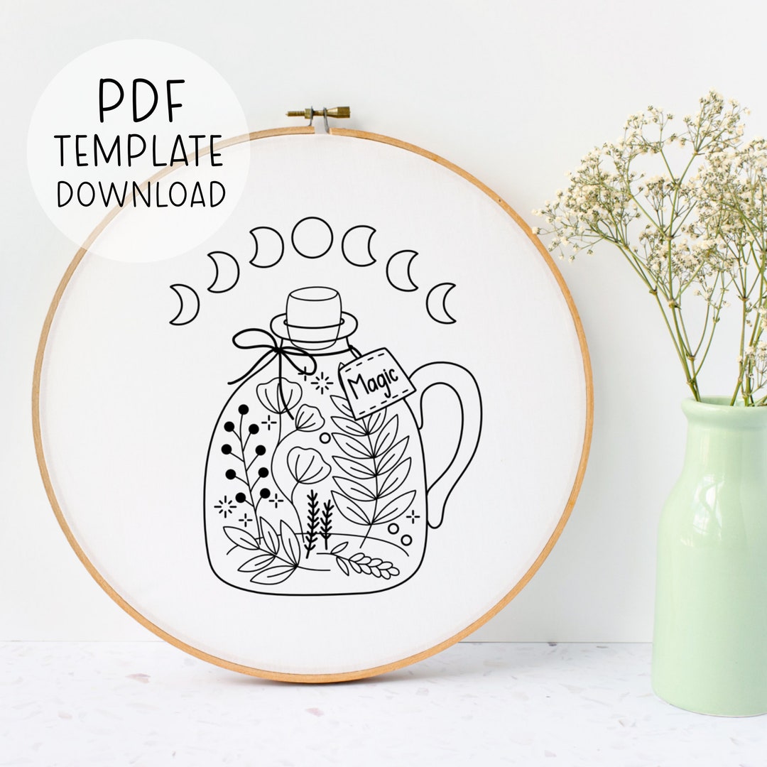 Magic Potion Embroidery Pattern Download Magic Embroidery Witchy ...