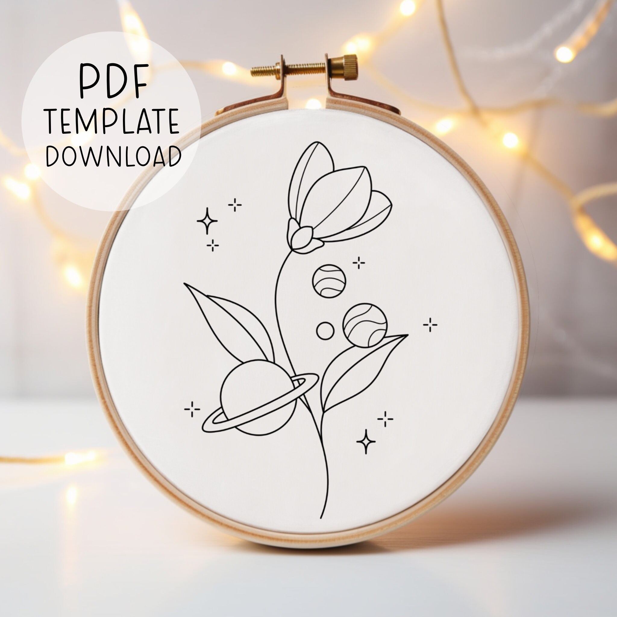 Galaxy Flower Embroidery Pattern, Universe Embroidery, Planets ...