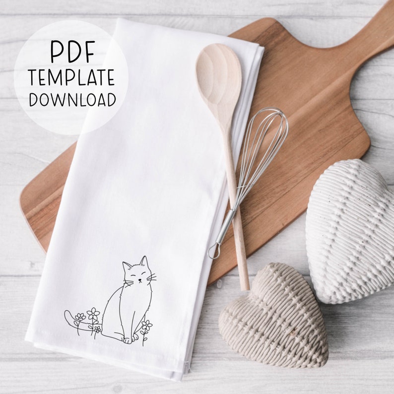 Simple Cat Embroidery Pattern, Easy Cat Embroidery Pattern PDF, Cute ...