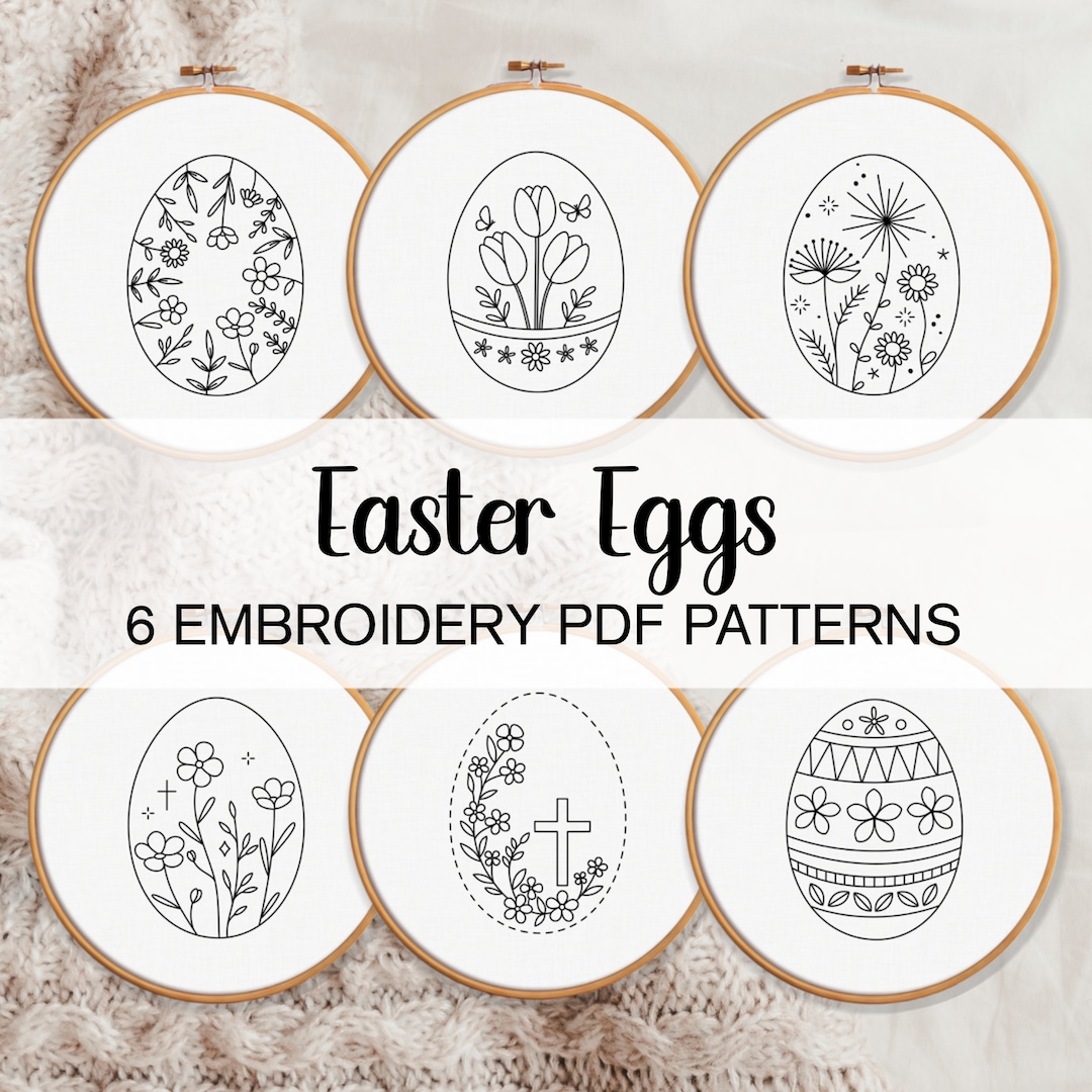 Easter Egg Embroidery Patterns, Easter Embroidery Bundle, Easter Floral Embroidery, Christian ...