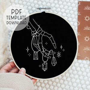 Skeleton Hand Embroidery Pattern, Embroidery Halloween Pattern, Witchy ...