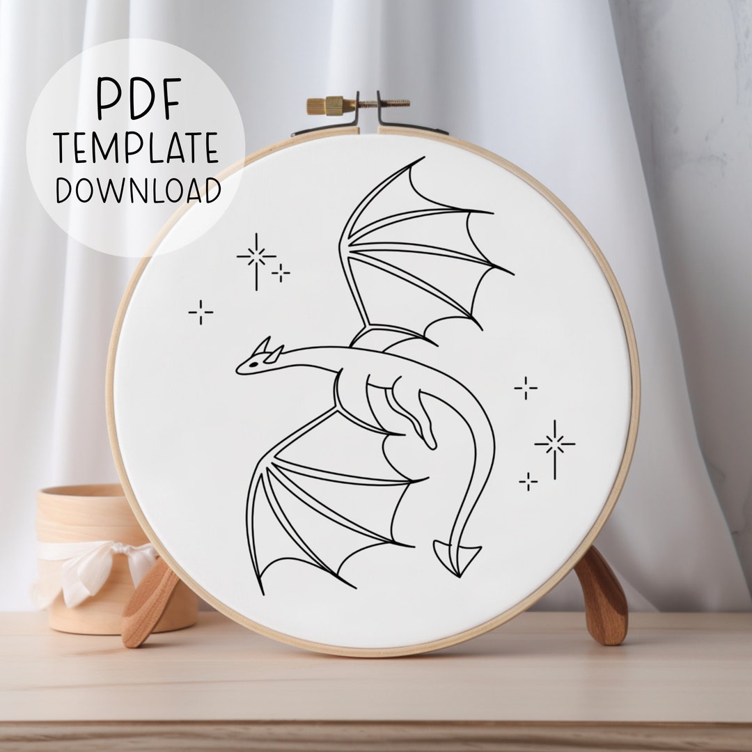 Dragon Embroidery Pattern, Fantasy Embroidery Design, Wyvern Embroidery ...