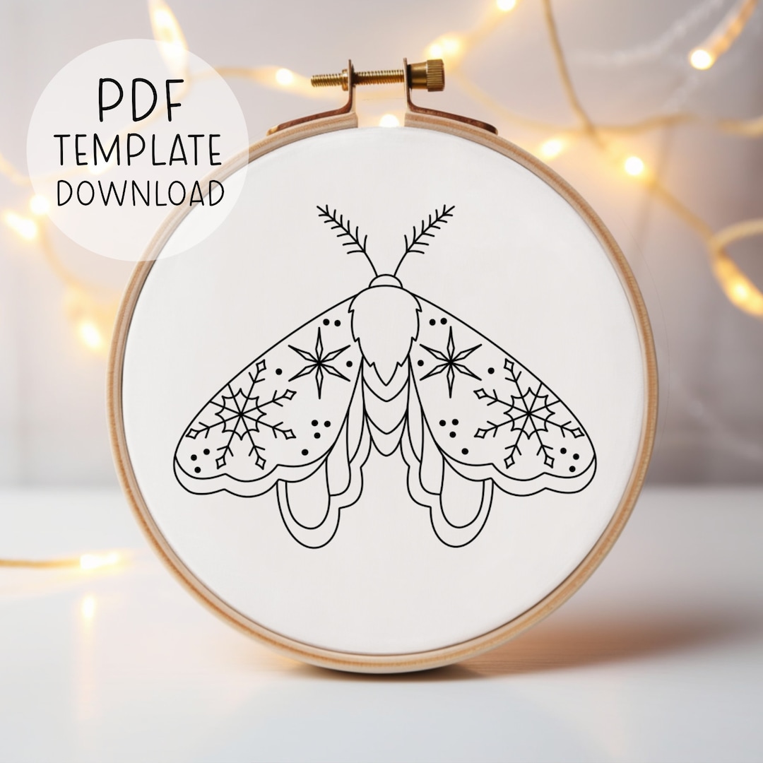 Winter Moth Embroidery Pattern Download, Snowflakes Embroidery Design ...