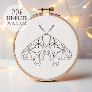 Winter Moth Embroidery Pattern Download, Snowflakes Embroidery Design ...