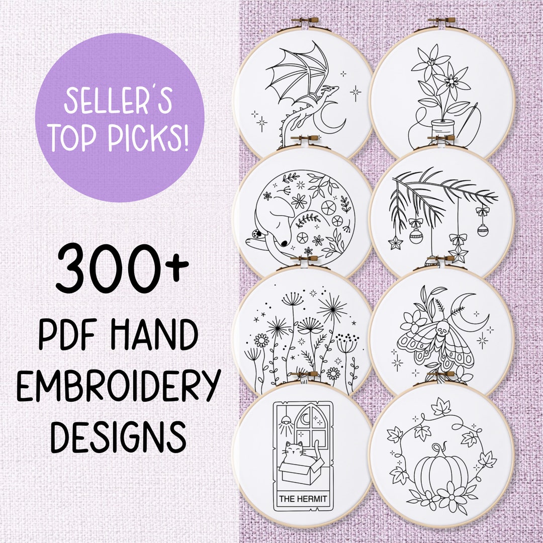 Hand Embroidery Pattern BUNDLE! 300 Embroidery Pattern Templates, Best ...
