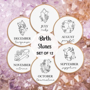 Birthstone Embroidery Pattern BUNDLE, Beginner Hand Embroidery Patterns ...