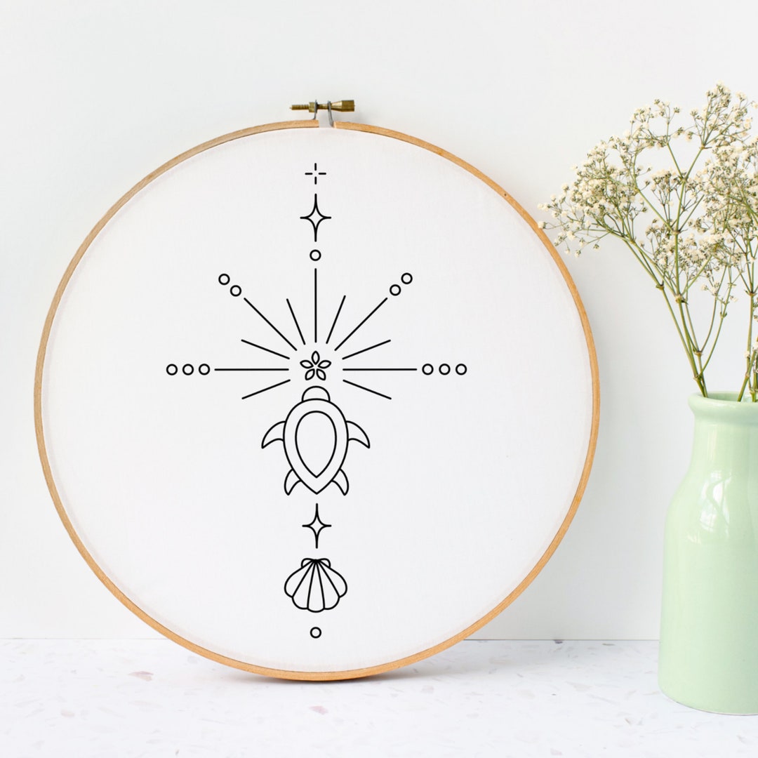 Ocean Ornamental Hand Embroidery Pattern : Beachy Embroidery Design ...