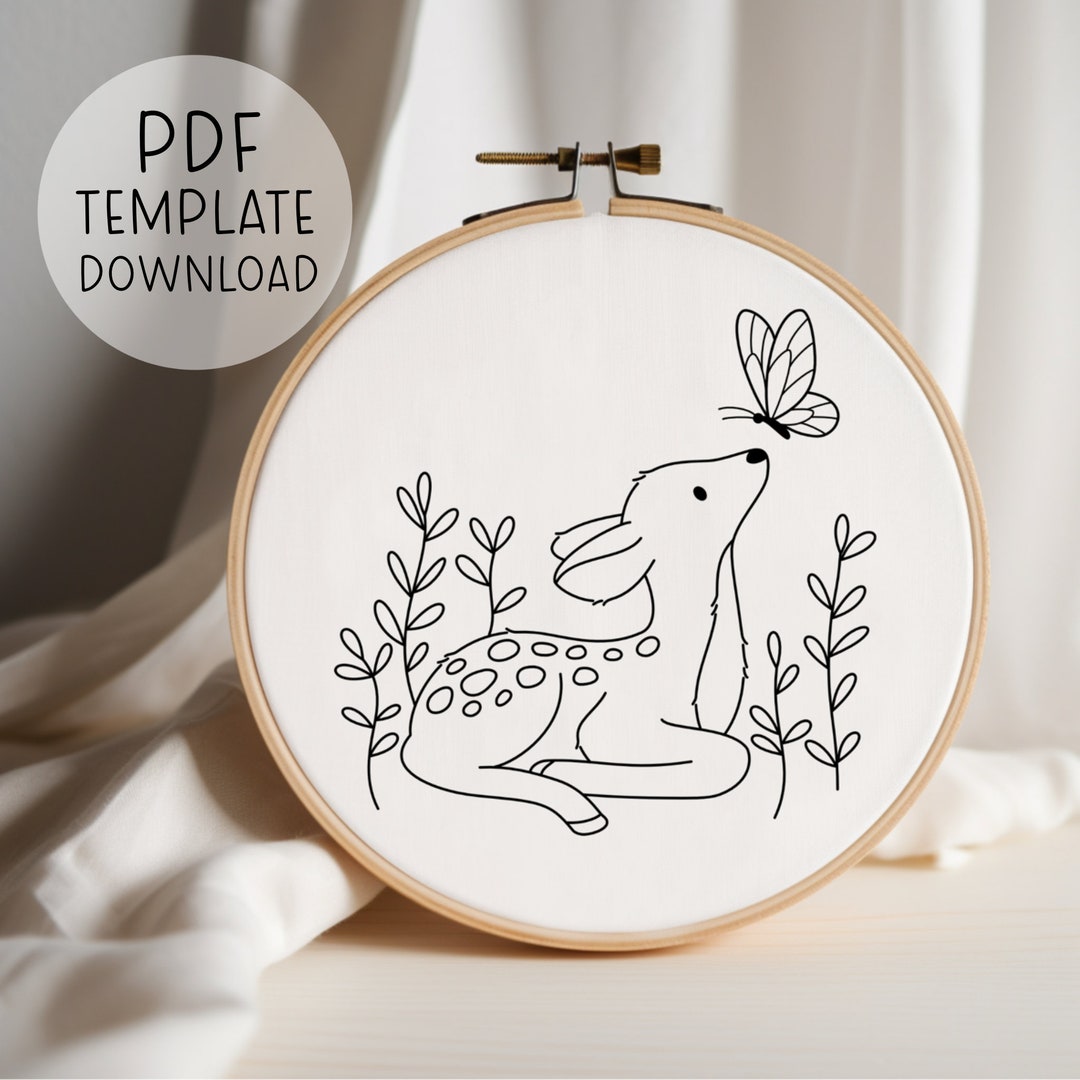 Deer Embroidery Pattern Instant Download, Fawn Embroidery Woodland ...