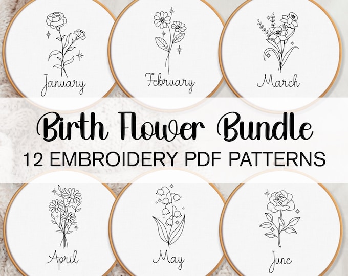 12 Birth Flowers PDF Patterns Snowdrop,pansy,daffodil,daisy,lily of the ...
