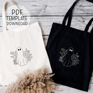 Flowers Ghost Embroidery Pattern Download, Embroidery Halloween Pattern ...