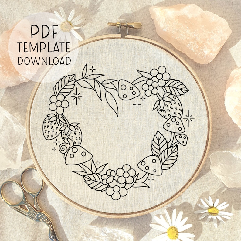 Cottagecore Embroidery Pattern Download Mushrooms Embroidery - Etsy