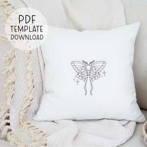 Spooky Luna Moth Embroidery Pattern Template, Halloween Moth Embroidery ...
