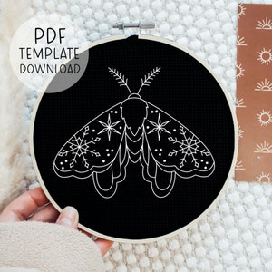 Winter Moth Embroidery Pattern Download, Snowflakes Embroidery Design ...