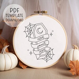 Goth Home Sweet Home Embroidery Pattern, Coffin Embroidery Pattern ...