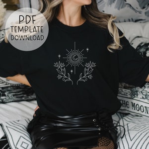 Cosmic Plants Embroidery Pattern, Dreamy Flowers Embroidery Whimsical ...