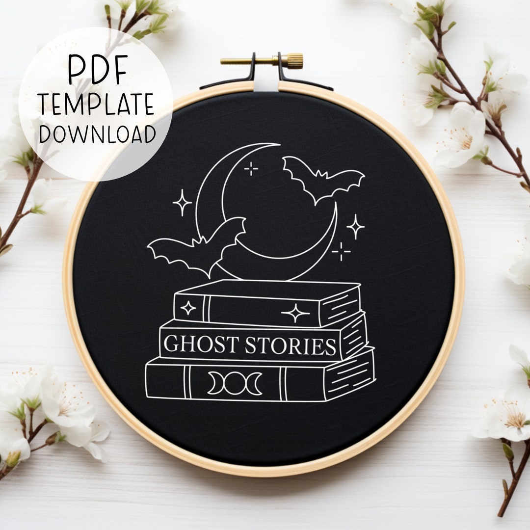 Ghost Stories Books Embroidery Pattern Download, Halloween Embroidery ...