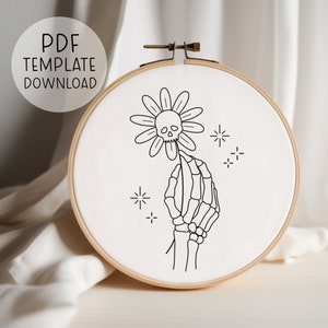 Skeleton Hand Embroidery Pattern, Embroidery Halloween Pattern, Spooky ...