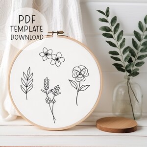 Printable Floral Leaves Embroidery Patterns Sheet, Flower Hand ...