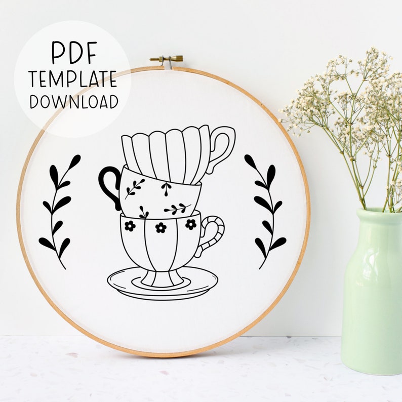 Tea Lover Embroidery Pattern Instant Download Tea Embroidery Hoop ...