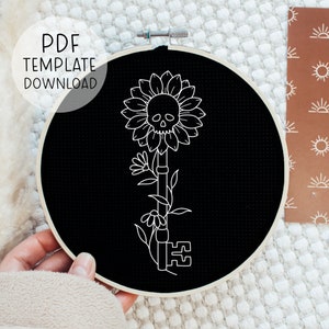 Skeleton Key Embroidery Pattern Download, Halloween Skulls Embroidery ...