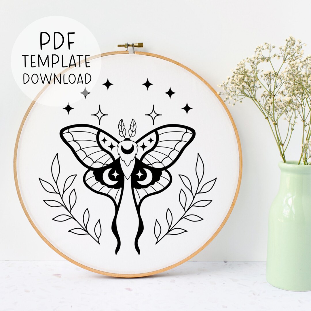 Luna Moth Embroidery Pattern - INSTANT PDF DOWNLOAD - Lunar Moth ...
