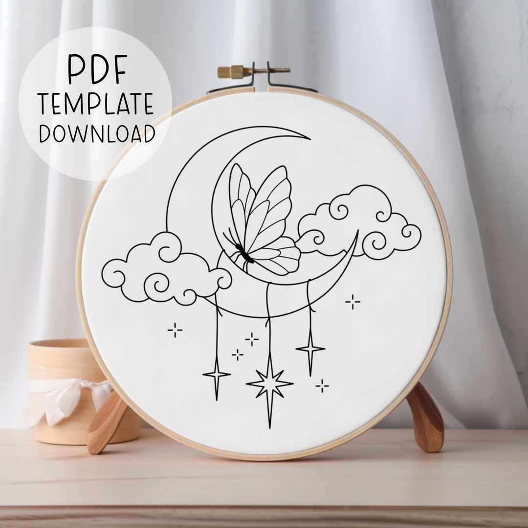 Celestial Butterfly Embroidery Pattern PDF, Butterflies Embroidery ...