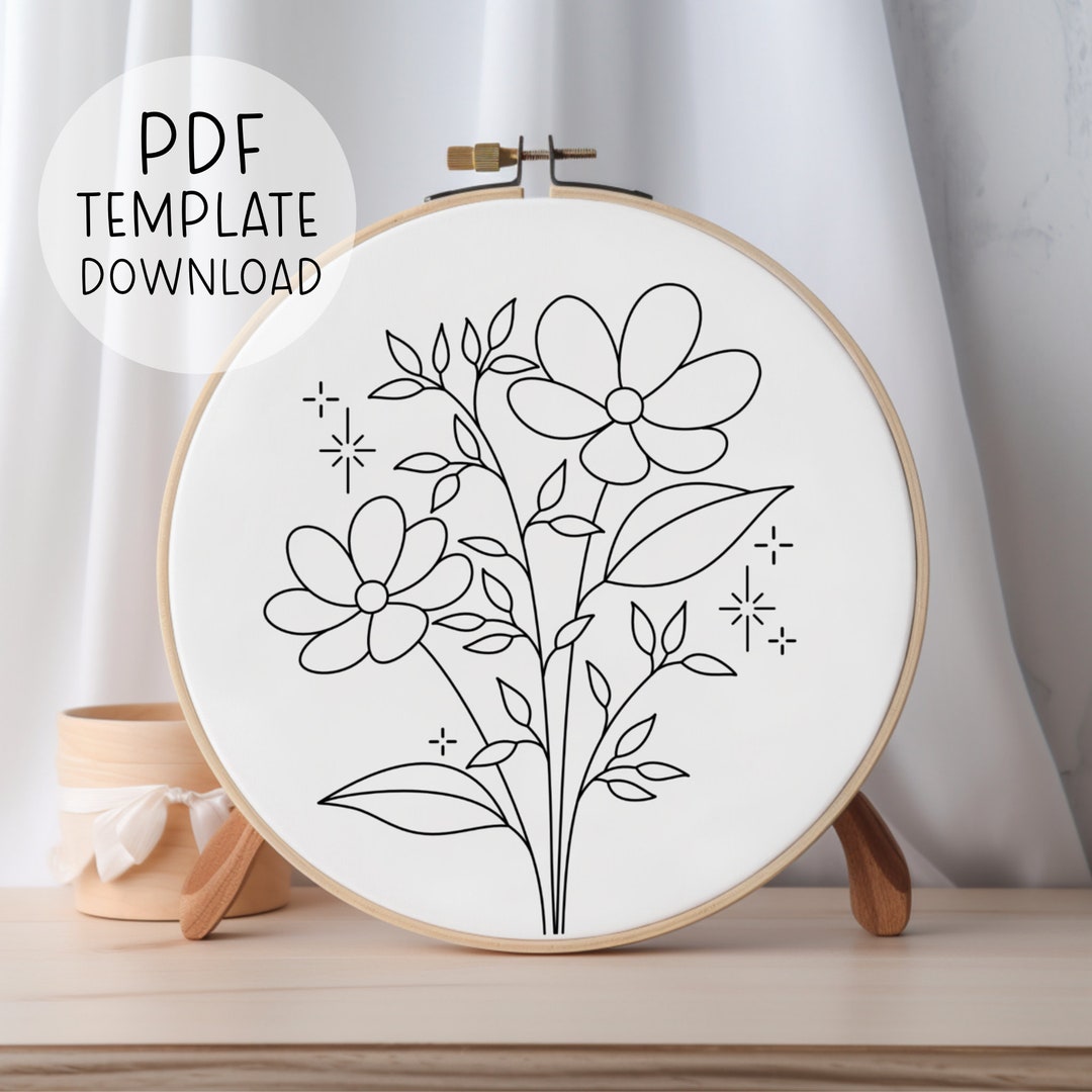 Beginner Flowers and Leaves Embroidery Pattern Instant Download ...
