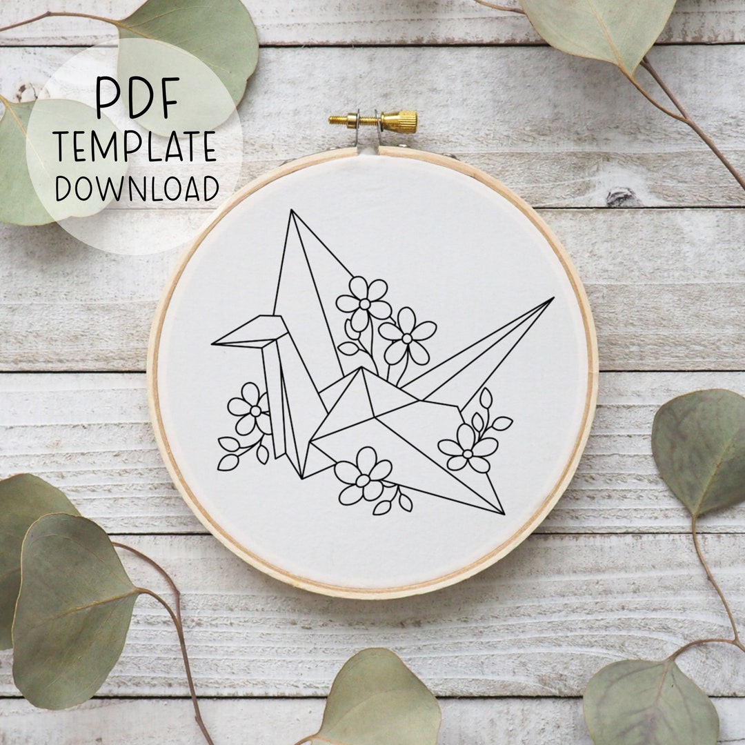 Origami Embroidery Pattern, Japanese Origami Swan Needlepoint Design ...