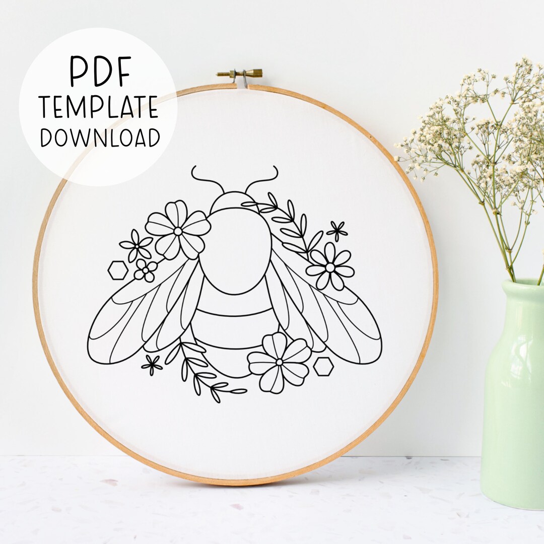 Bumble Bee Embroidery Pattern, Honey Bee Art Pattern, Bumblebee ...