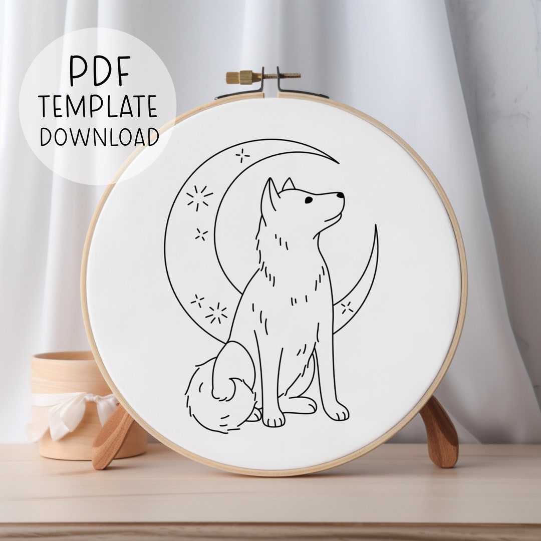 Wolf Moon Embroidery Pattern Instant Download, Wolves Embroidery Design ...