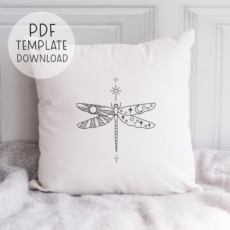 Celestial Dragonfly Embroidery Pattern Instant Download Sun - Etsy